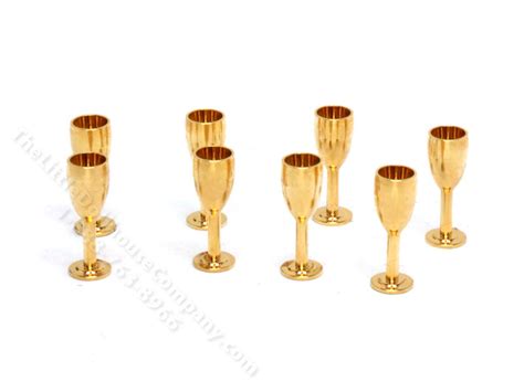 Miniature Set Of 8 Metal Wine Glasses For Dollhouses Mjd 2717 The