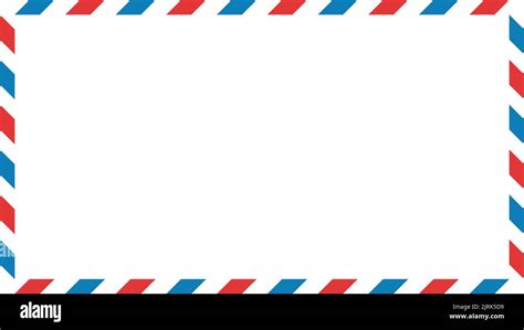 Airmail Envelope Frame With Blue And Red Stripes On White Background