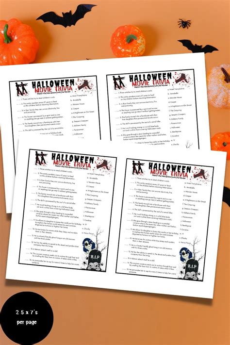 Spooky Halloween Movie Trivia Quiz Game Printable Halloween Game For