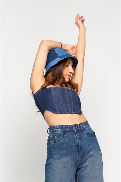 Denim Bustier Top