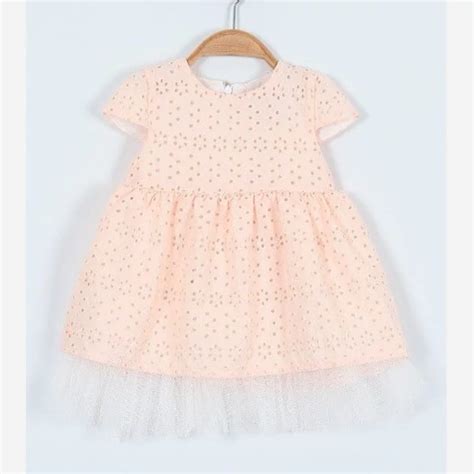 خرید و قیمت پیراهن عروسکی مجلسی نوزادی بچگانه دخترانه توری گلدار گیپور