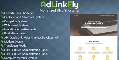 Adlinkfly V260 Monetized Url Shortener Rizaltheme Template