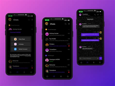 tether a web3 social messaging app mobile dark mode i by ann alex on