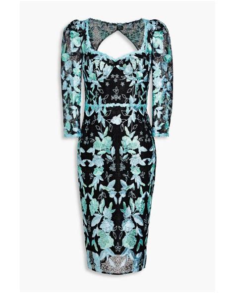 Marchesa Notte Cutout Embroidered Tulle Dress In Black Lyst