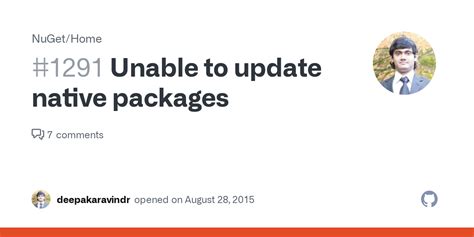 Unable To Update Native Packages · Issue 1291 · Nugethome · Github
