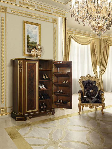 21st Century Walnut Finish Classical Shoe Rack By Modenese Gastone