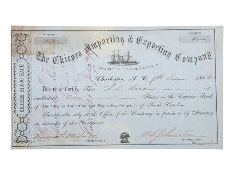 [civil War] The Chicora Importing And Exporting Company Of South