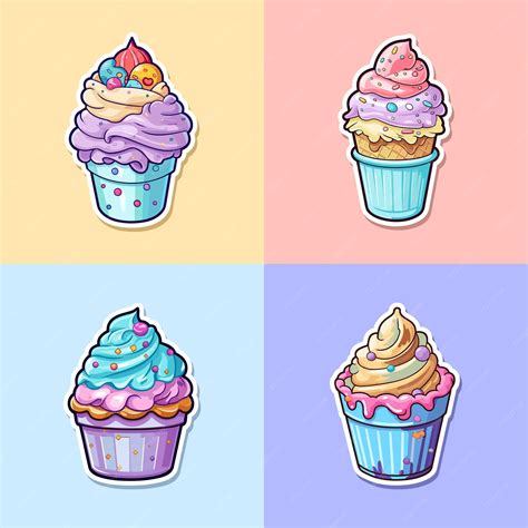 Birthday Cake Batter Ice Cream Sticker Cool Colors Kawaii Clip Art