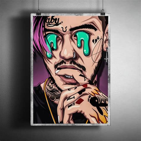 Lil Peep Print Lil Peep Illustration Style Lyrics Poster Canvas
