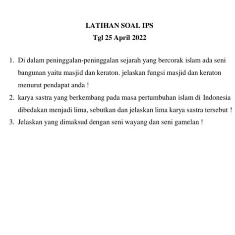 Latihan Soal Ips Ips Assignment Teachmint