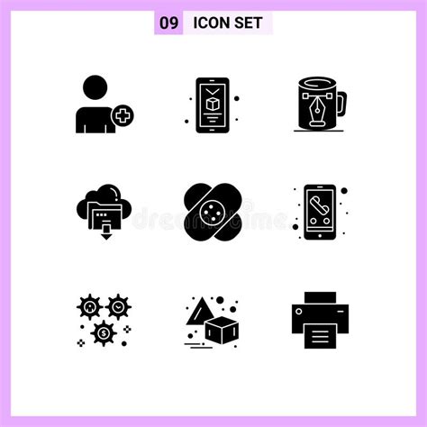Editable Vector Line Pack Of 9 Simple Solid Glyphs Of Hospital