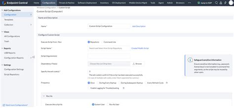 execute custom scripts computer configuration manageengine endpoint
