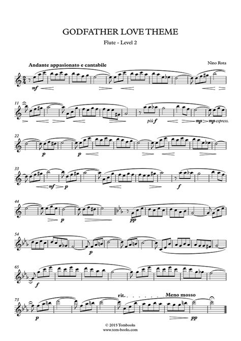 The Godfather Intermediate Level Nino Rota Flute Sheet Music