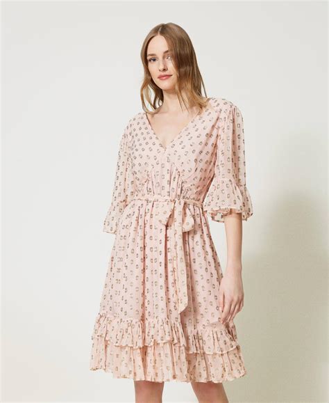 Short Fil Coupé Georgette Dress Woman Pink Twinset Milano