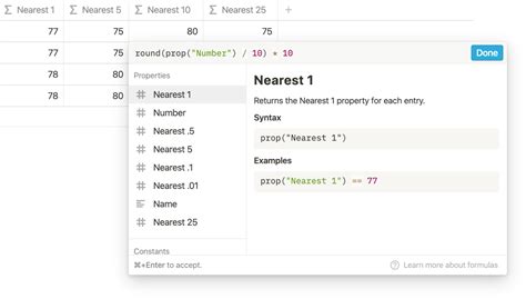 Round Numbers In Notion To The Nearest 01 5 1 5 25