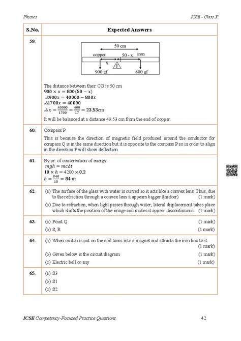 Icse Competency Based Questions Physics Class 10 Competency Practice