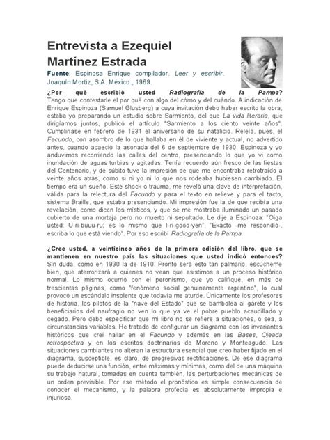 Entrevista A Ezequiel Martínez Estrada Pdf Psicoanálisis Sociología