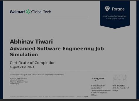 Completed Walmart Usas Advanced Software Engineering Job Simulation Abhinav Tiwari Posted On