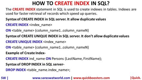 How To Create Index In Sql Quickboosters