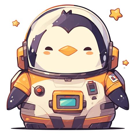 Premium Vector A Penguin Astronaut Cartoon Style