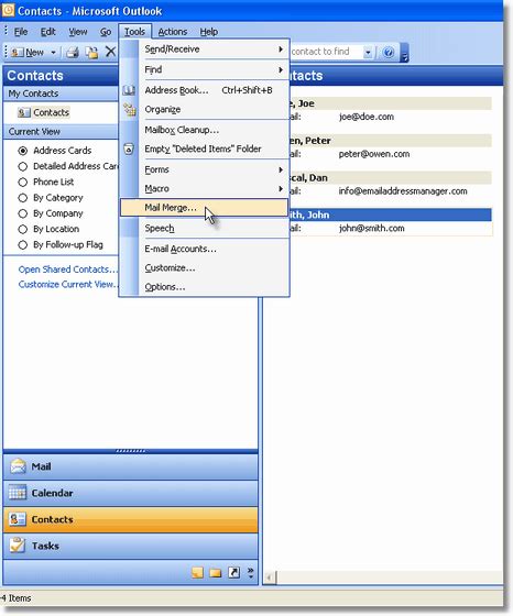 Outlook Mail Merge Using Word Merge And Outlook Contacts
