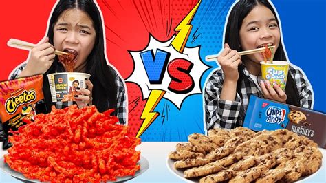 Sweet Vs Spicy Food Challenge Youtube