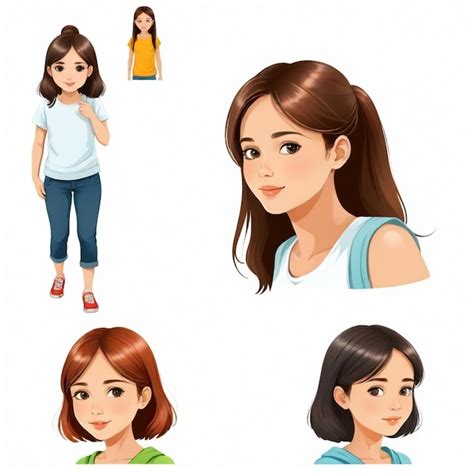 Girl Getting Vector Set White Background Isolated A High Premium Ai