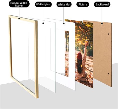 Buy Kinlink A2 Picture Frames Natural Wood Frames With Acrylic Plexiglass For Pictures A3 With