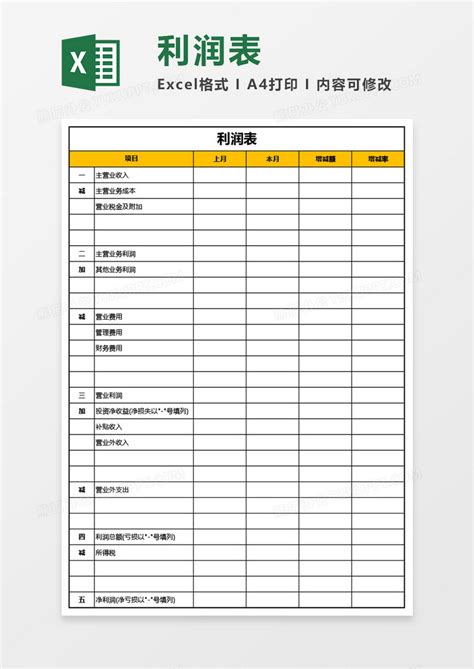 企业利润表通用版excel模板下载利润表图客巴巴