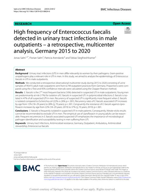 Pdf High Frequency Of Enterococcus Faecalis Detected In Urinary Tract