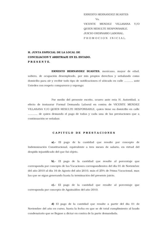 DOC Demanda Laboral En Junta Local De Conciliacion Y Arbitraje Promocion Inicial DOKUMEN TIPS