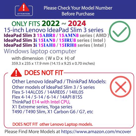 MCover For Lenovo Ideapad Slim I ABR AMN IAH IAN IRH IRU Inch Windows