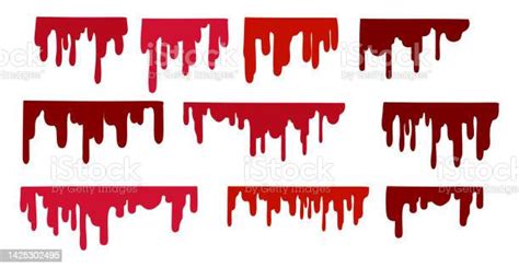 혈액의 5 가지 색상의 세트 흰색 배경에 혈액의 줄무늬 벡터 벽에 대한 스톡 벡터 아트 및 기타 이미지 벽 피 개념 Istock