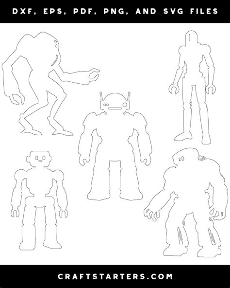 Robot Outline Patterns Dfx Eps Pdf Png And Svg Cut Files Robot Outline Patterns Dfx Eps Pdf Png And Svg Cut Files