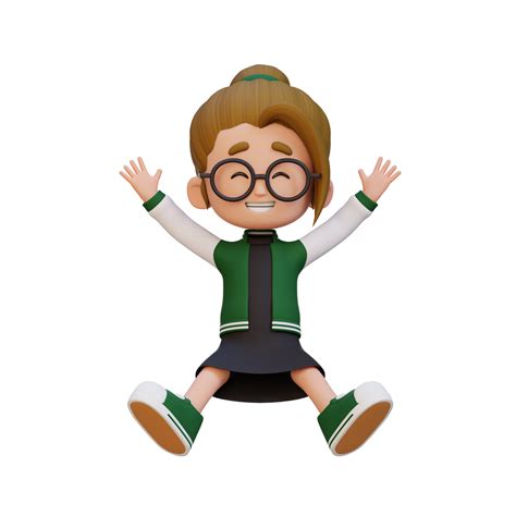 3d Cute Girl In Jumping Pose 35697155 Png