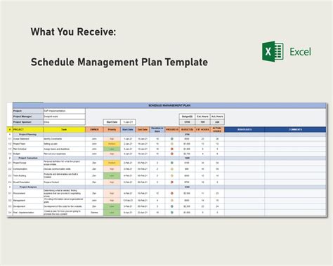 Schedule Management Plan Template Fully Editable MS Excel PMP