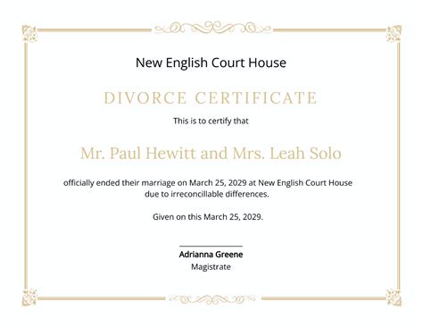 Simple Divorce Certificate Template Edit Online And Download Example