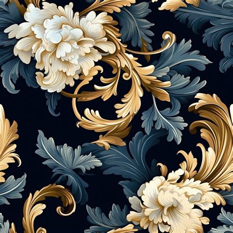 Premium Ai Image Traditional Illustration Of Rococo Seamless Pattern Ai Generated
