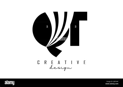 Creative Black Letter Qt Q T Logo With Leading Lines And Road Concept Design Letters With
