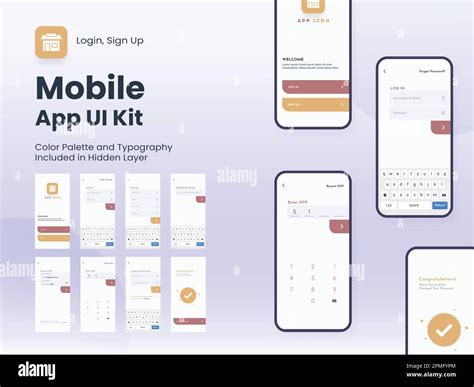 Mobile App Ui Ux Gui Layout With Different Login Screens Including Account Sign In Sign Up