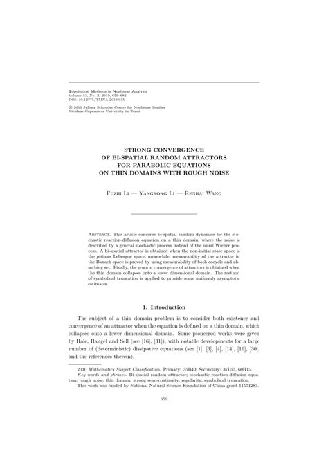 Pdf Strong Convergence Of Bi Spatial Random Attractors For Parabolic