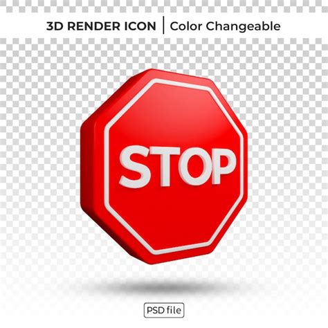 Panneau d arrêt icône modifiable de couleur de rendu d PSD Premium