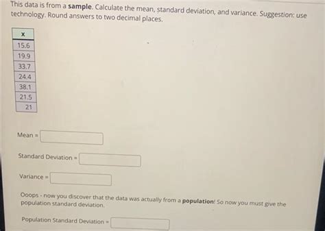 Solved This Data Is From A Sample Calculate The Mean