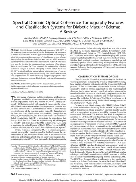 Spectral Domain Optical Coherence Tomography Features And Classification Systems For Diabetic