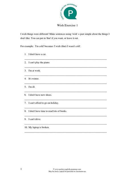 Wish Exercise 1 Pdf