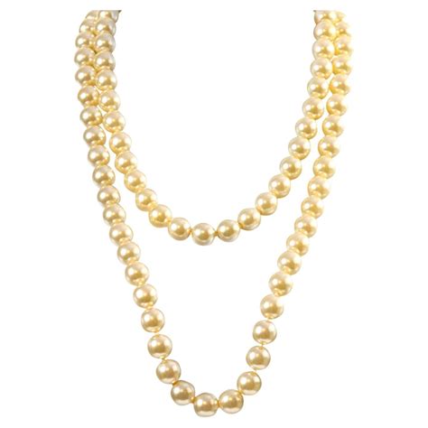 Vintage French Single Strand Of Faux Pearls Necklace Circa 1980s For