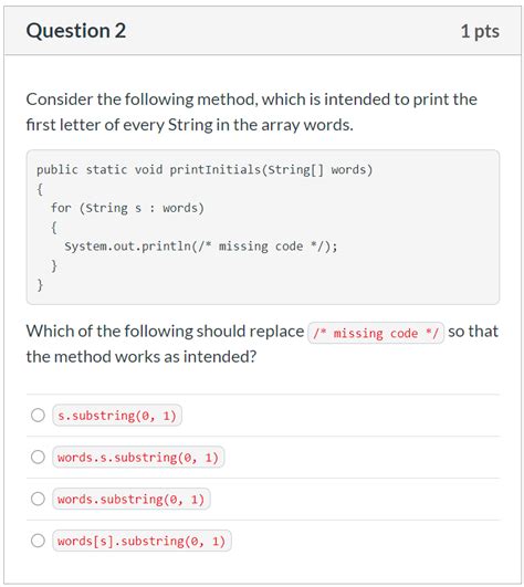 Solved Question Pts Consider The Following Code Segment Chegg