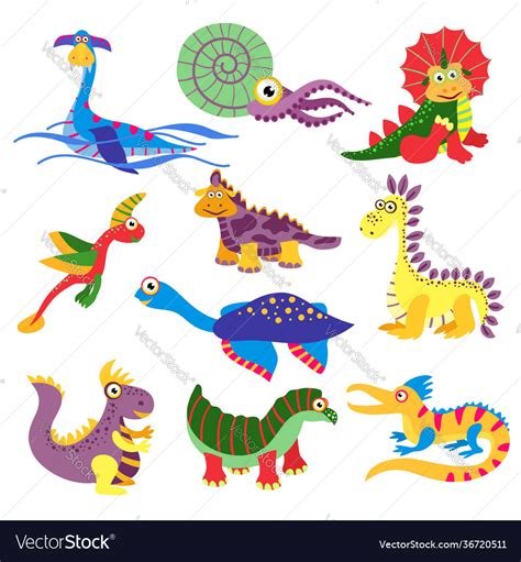 Prehistoric Cute Dinosaurus Isolated On White Vector Image