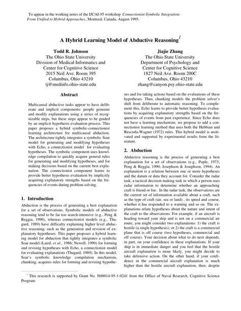 Pdf A Hybrid Learning Model Of Abductive Reasoning
