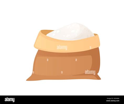 Natural White Granulated Sugar In Cloth Bag Vector Illustration